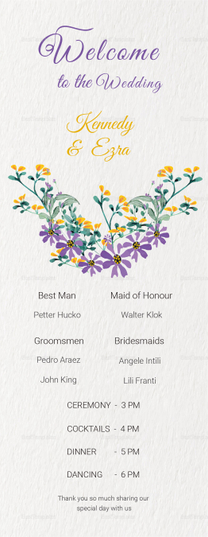 Garden Wedding Program card Template in PSD, Word, Publisher ...