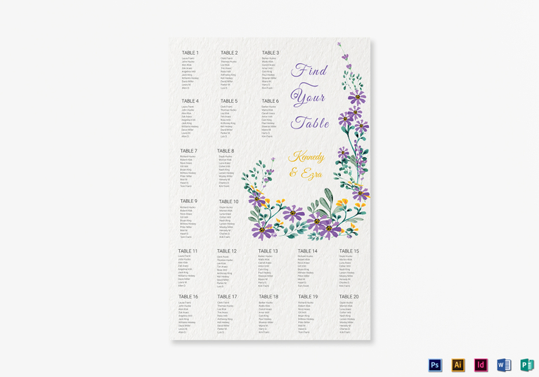 Garden Wedding Seating Chart Template in PSD, Publisher, Illustrator ...