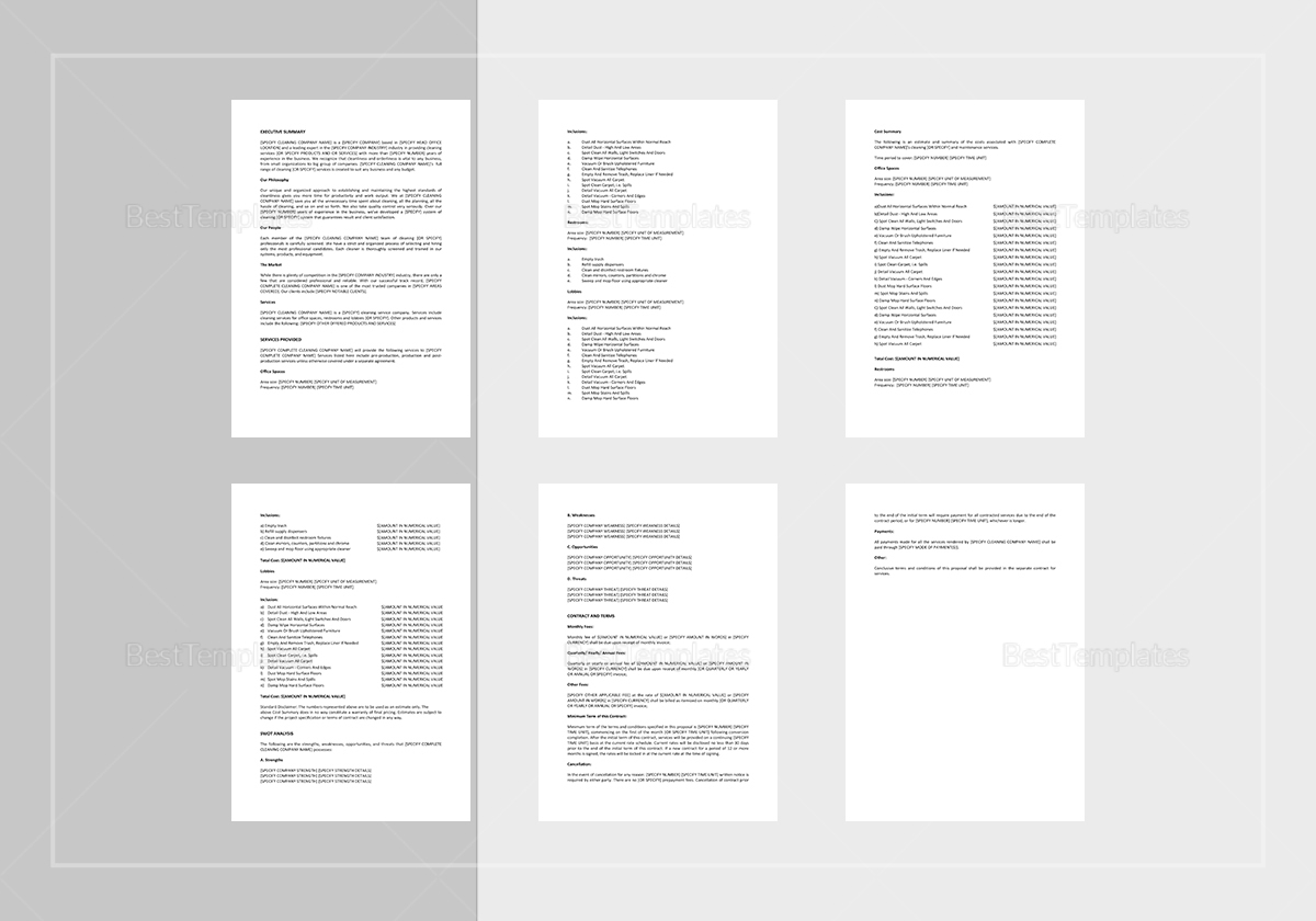 Cleaning Proposal Template in Word, Google Docs, Apple Pages