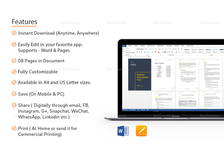 Business Development Plan Template in Word, Google Docs, Apple Pages