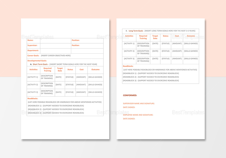 Career Development Plan Template in Word, Google Docs, Apple Pages
