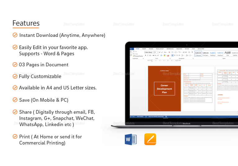 Career Development Plan Template in Word, Google Docs, Apple Pages