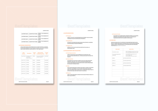 Sample Sales Plan Template in Word, Google Docs, Apple Pages