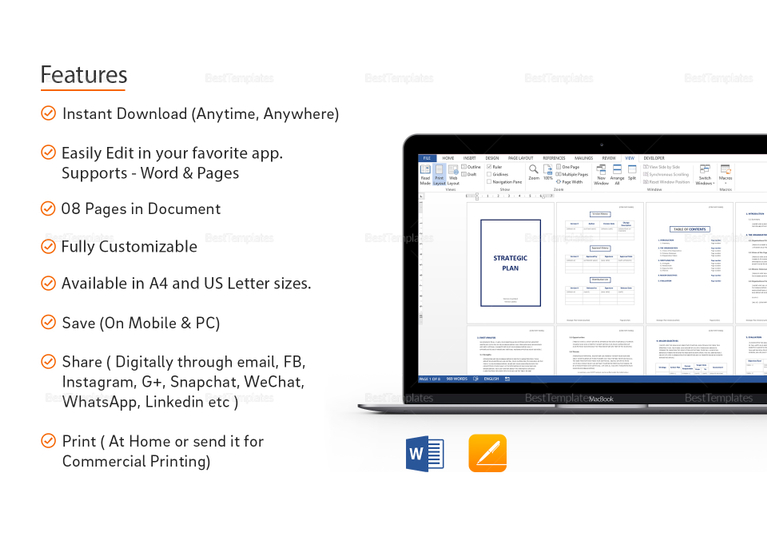 Strategic Plan Template in Word, Google Docs, Apple Pages