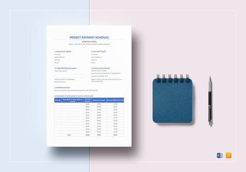 Project Payment Schedule Template in Word, Excel, Apple Pages, Numbers