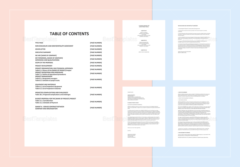 Technical Proposal Template in Word, Google Docs, Apple Pages