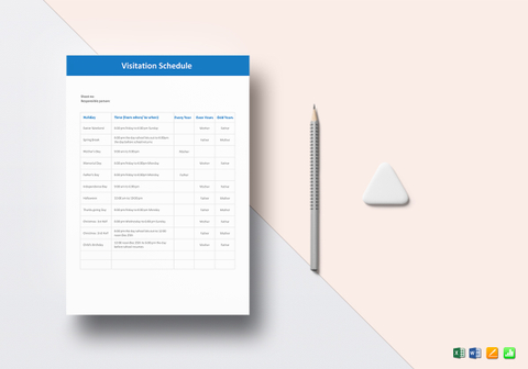 Visitation Schedule Template in Word, Excel, Apple Pages, Numbers