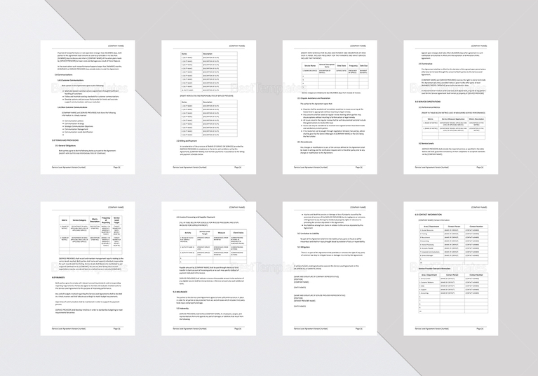 Service Level Agreement Template in Word, Google Docs, Apple Pages