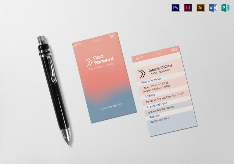 Stylish Iphone Business Card Template in PSD, Word, Publisher ...