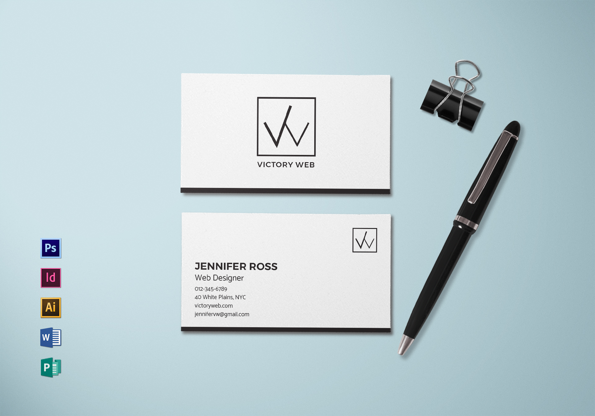 Simple Minimal Business Card Template In PSD Word Publisher 