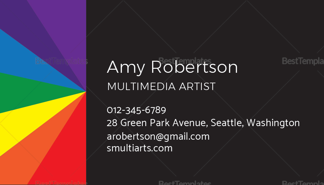 Rainbow Business Card Template in PSD, Word, Publisher, Illustrator ...