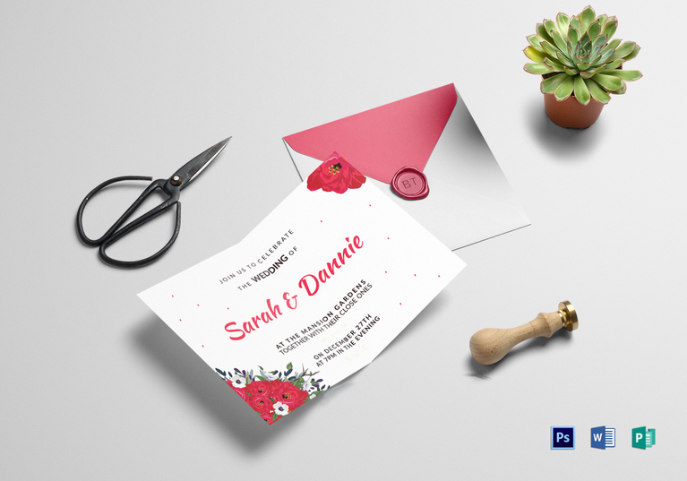 Sample Wedding Invitation Card Design Template in Word, PSD, Publisher