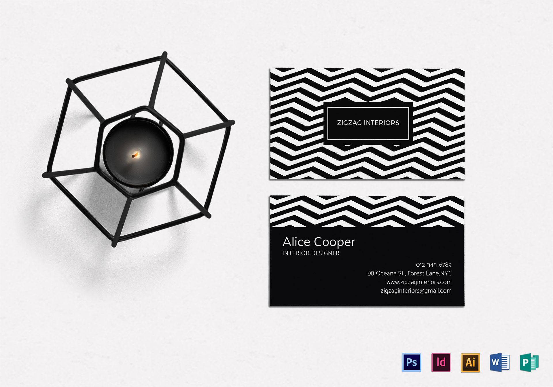 Black And White Business Card Template In PSD Word Publisher 