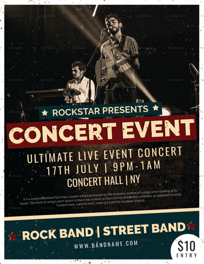 Pop Concert Event Flyer Design Template in PSD, Word, Publisher