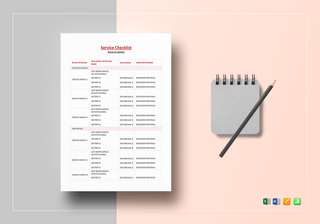 Service Checklist Template in Word, Excel, Apple Pages, Numbers
