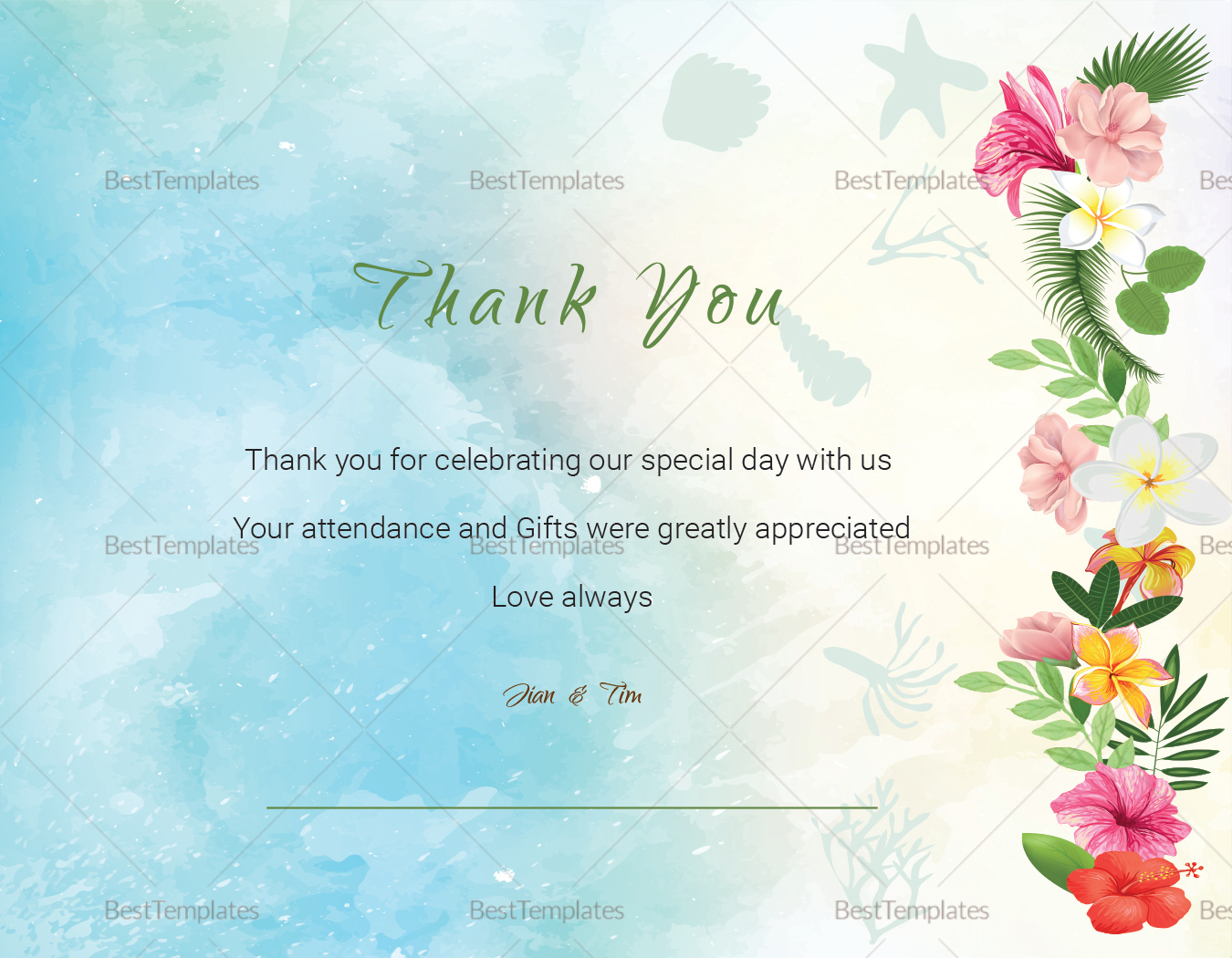 Beach Thank You Card Template in PSD, Word, Publisher, Illustrator ...