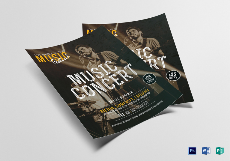 Indie Music Concert Flyer Design Template in PSD, Word, Publisher