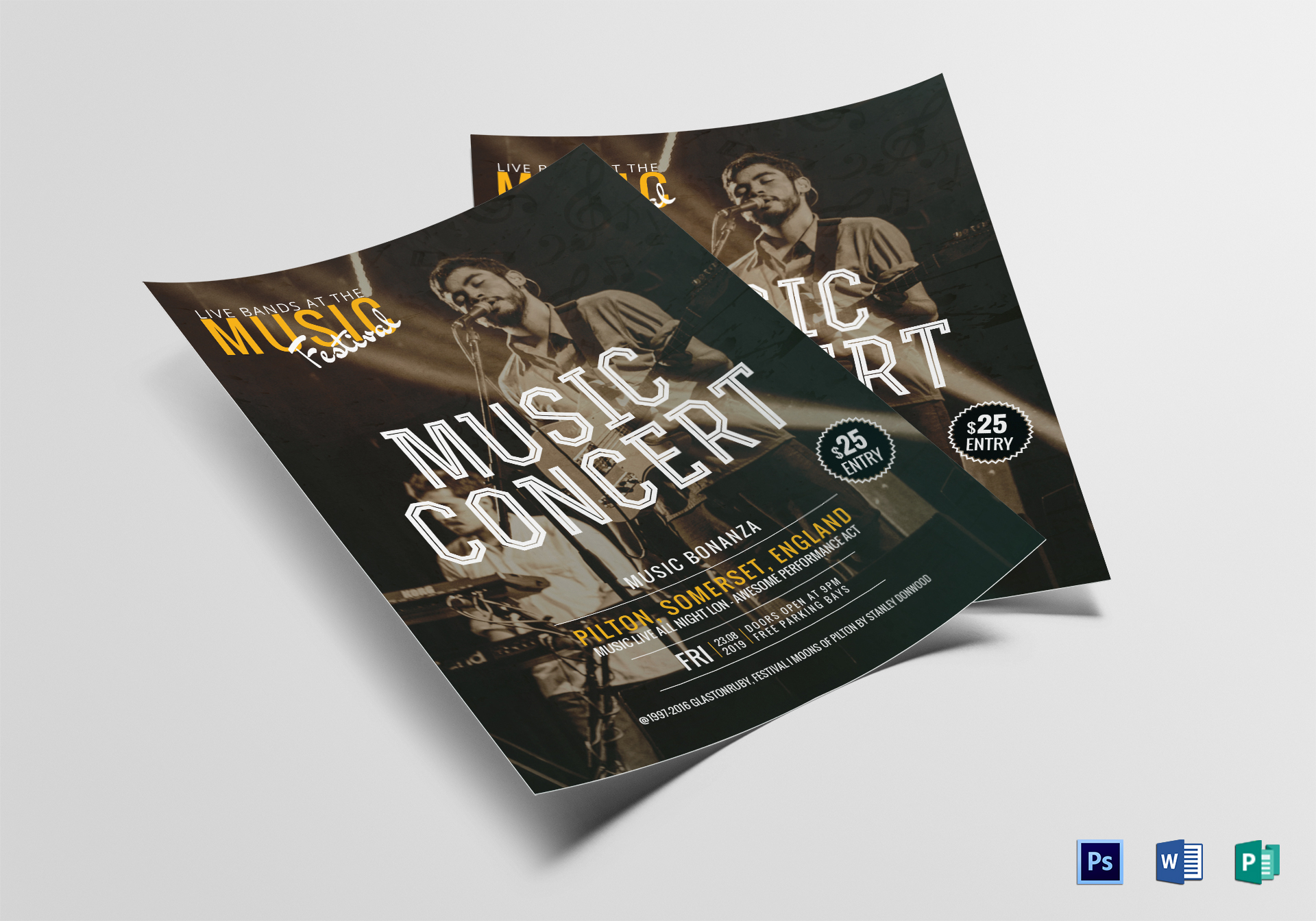 Indie Music Concert Flyer Design Template in PSD, Word, Publisher