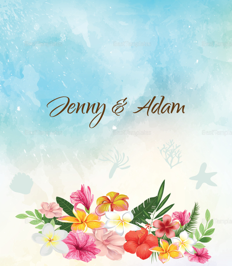 Beach Wedding Place card Template in PSD, Word, Publisher, Illustrator ...