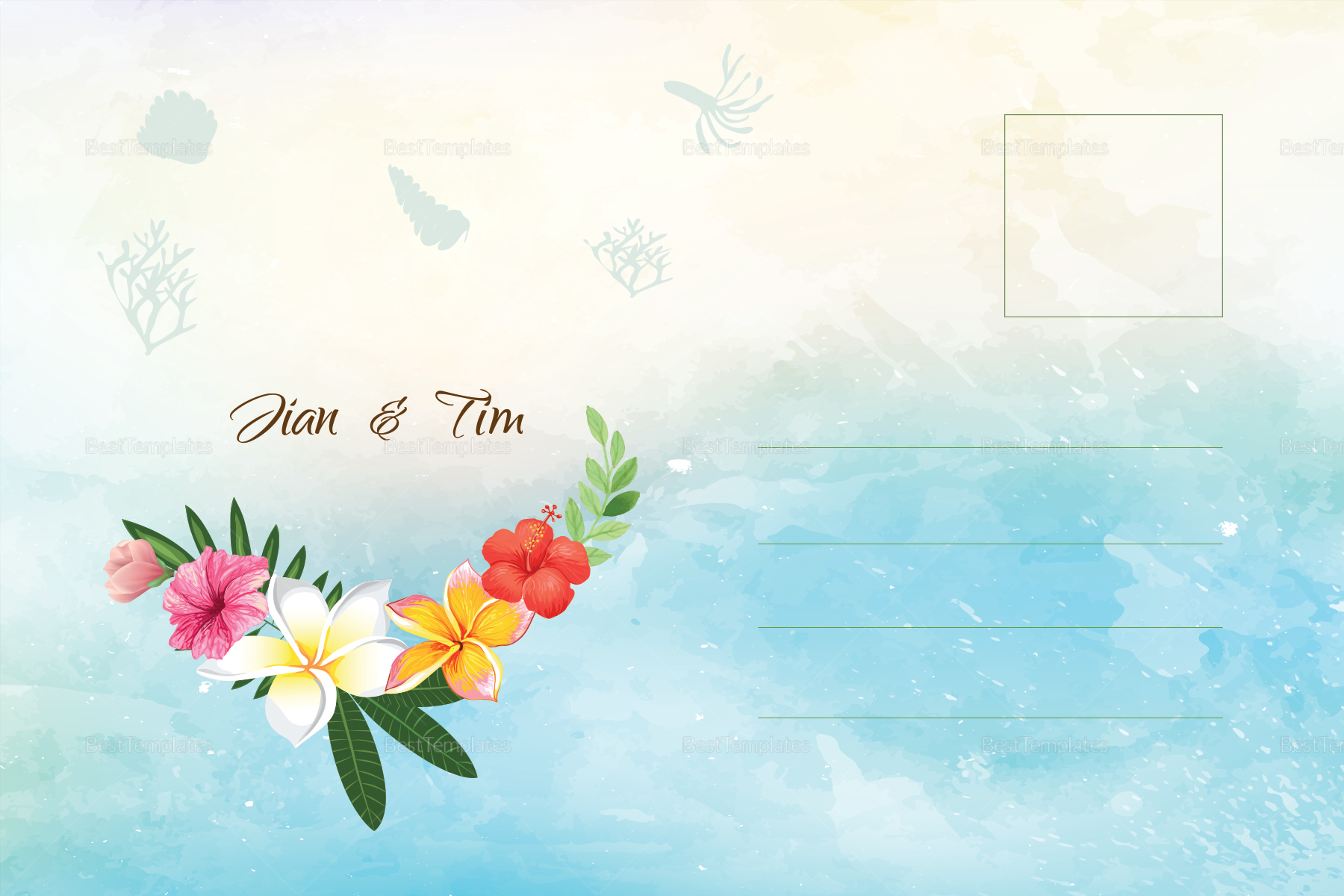 Beach Wedding Post Card Template in PSD, Word, Publisher, Illustrator ...