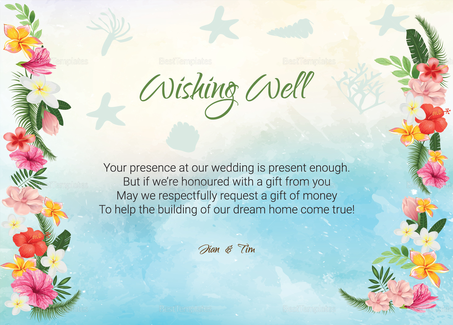 Beach Wishing Well Card Template in PSD, Word, Publisher, Illustrator ...