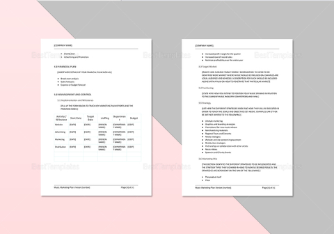 Music Marketing Plan Template in Word, Google Docs, Apple Pages