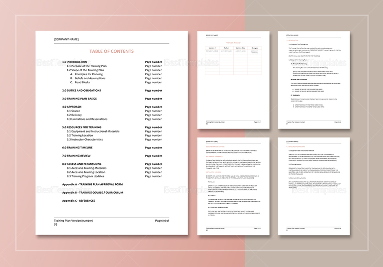 Training Plan Template in Word, Google Docs, Apple Pages
