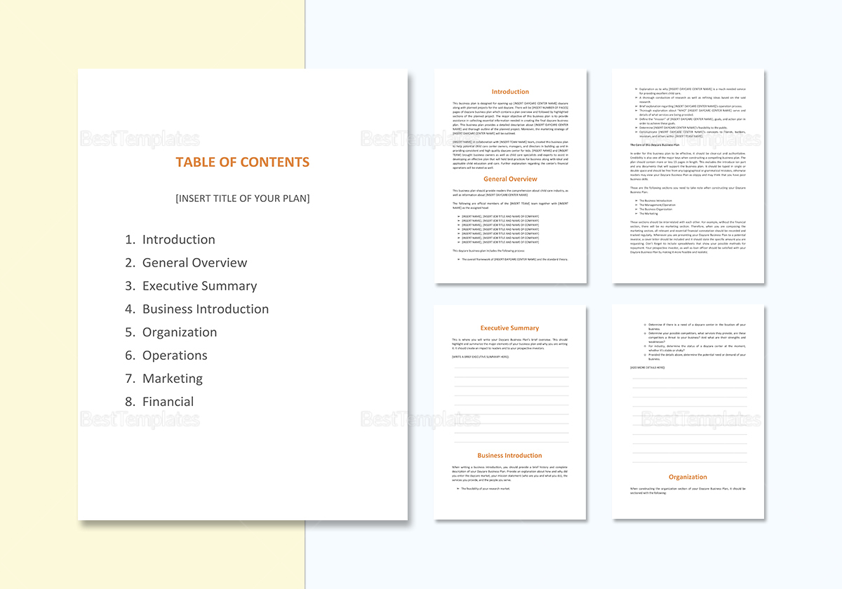 Daycare Business Plan Template In Word Google Docs Apple Pages