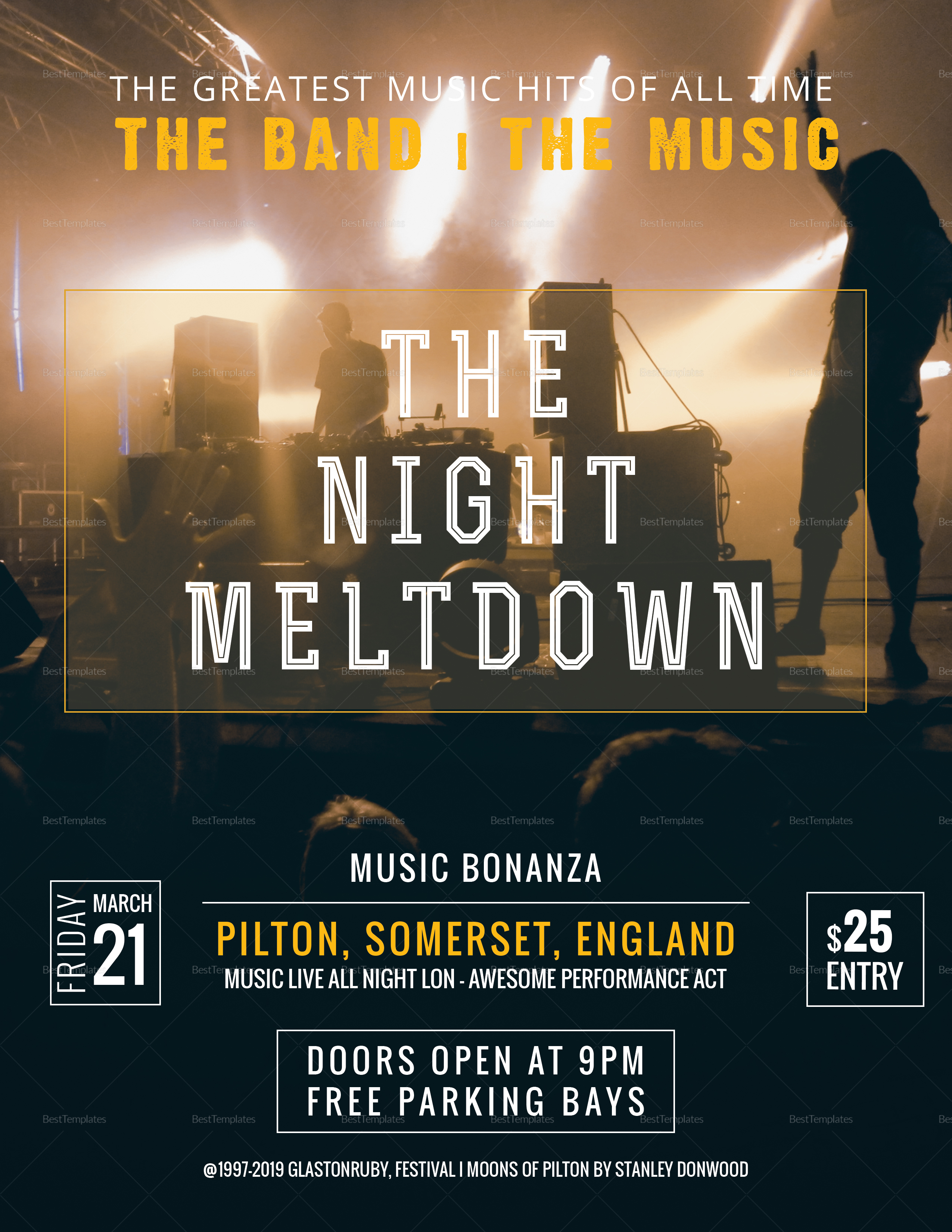 Rock Band Concert Flyer Design Template In PSD Word Publisher