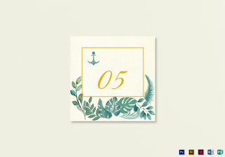 Nautical Table Card Template in PSD, Word, Publisher, Illustrator, InDesign