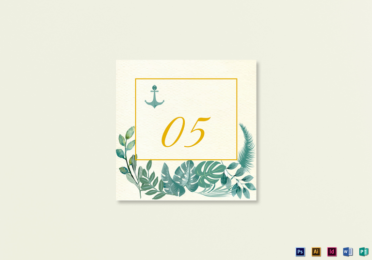 Nautical Table Card Template in PSD, Word, Publisher, Illustrator, InDesign