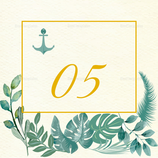 Nautical Table Card Template in PSD, Word, Publisher, Illustrator, InDesign