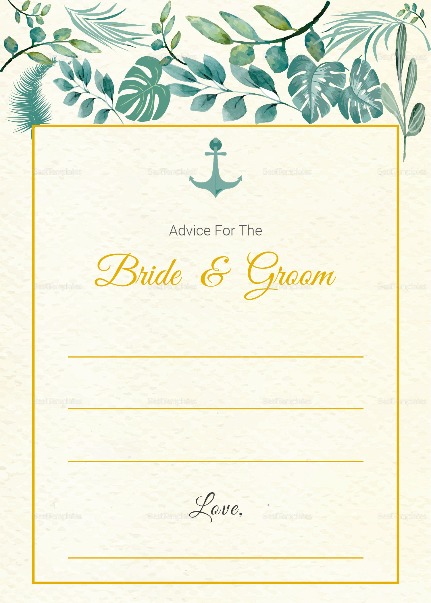 Nautical Wedding Advice Card Template in PSD, Word, Publisher ...