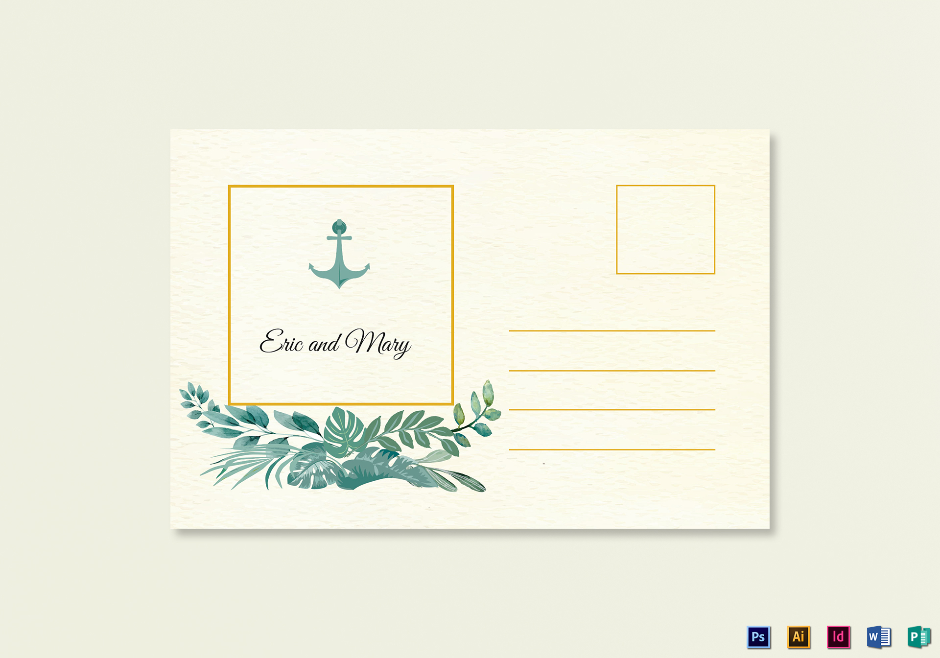 Nautical Wedding Post Card Template in PSD, Word, Publisher ...