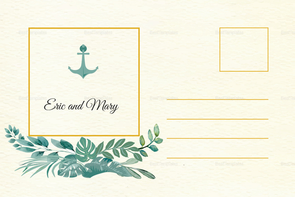 Nautical Wedding Post Card Template in PSD, Word, Publisher ...