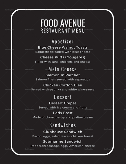 Restaurant Menu and Business Card Template in PSD, Word, Publisher ...