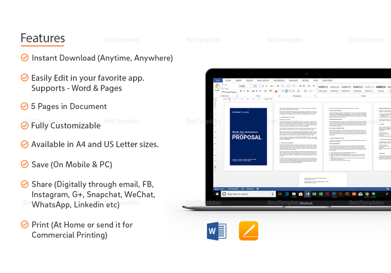 Mobile App Development Proposal Template in Word, Google Docs, Apple Pages