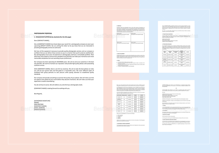 Photography Proposal Template in Word, Google Docs, Apple Pages
