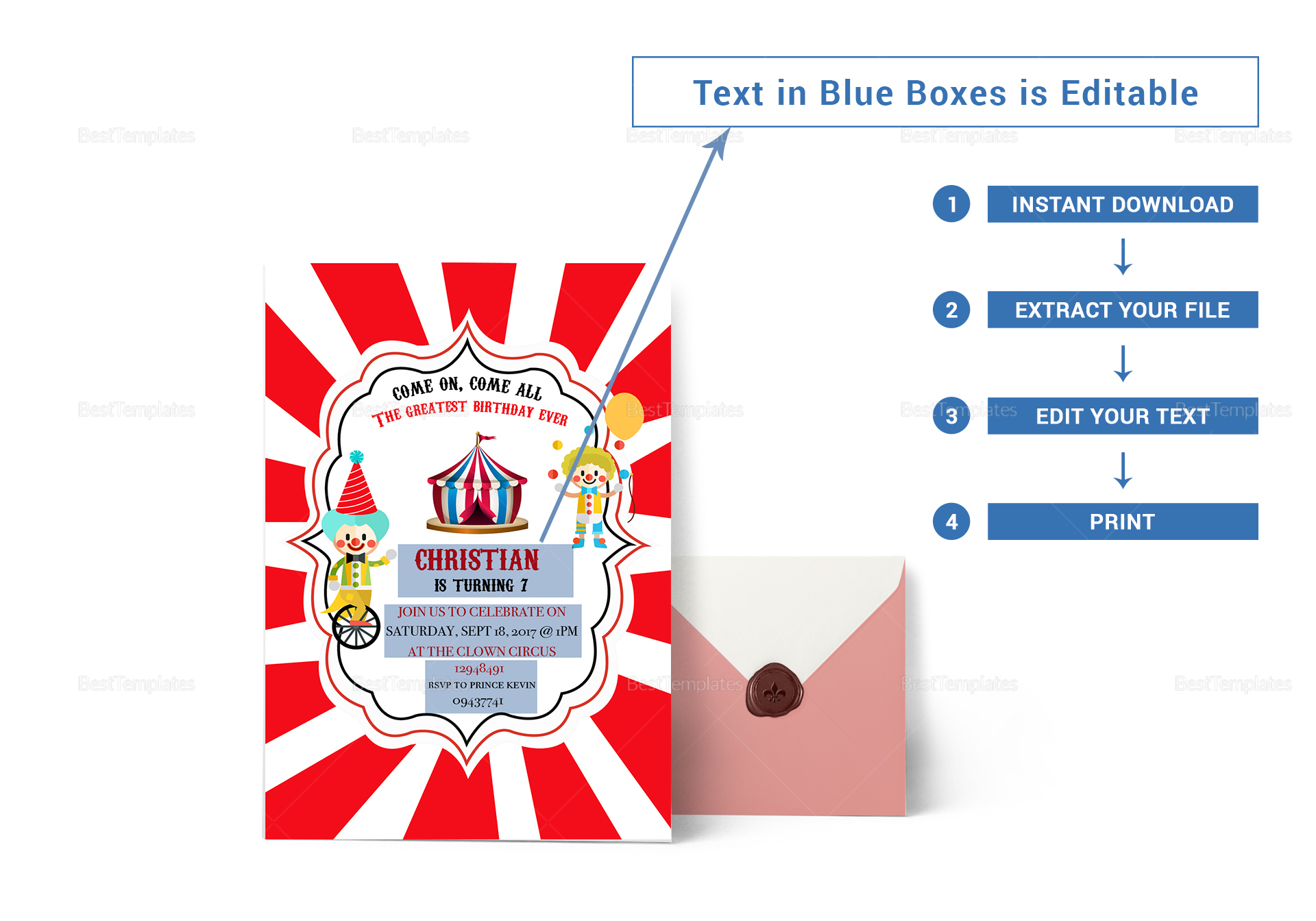 Circus Box Birthday Invitation Design Template in PSD, Word, Publisher ...