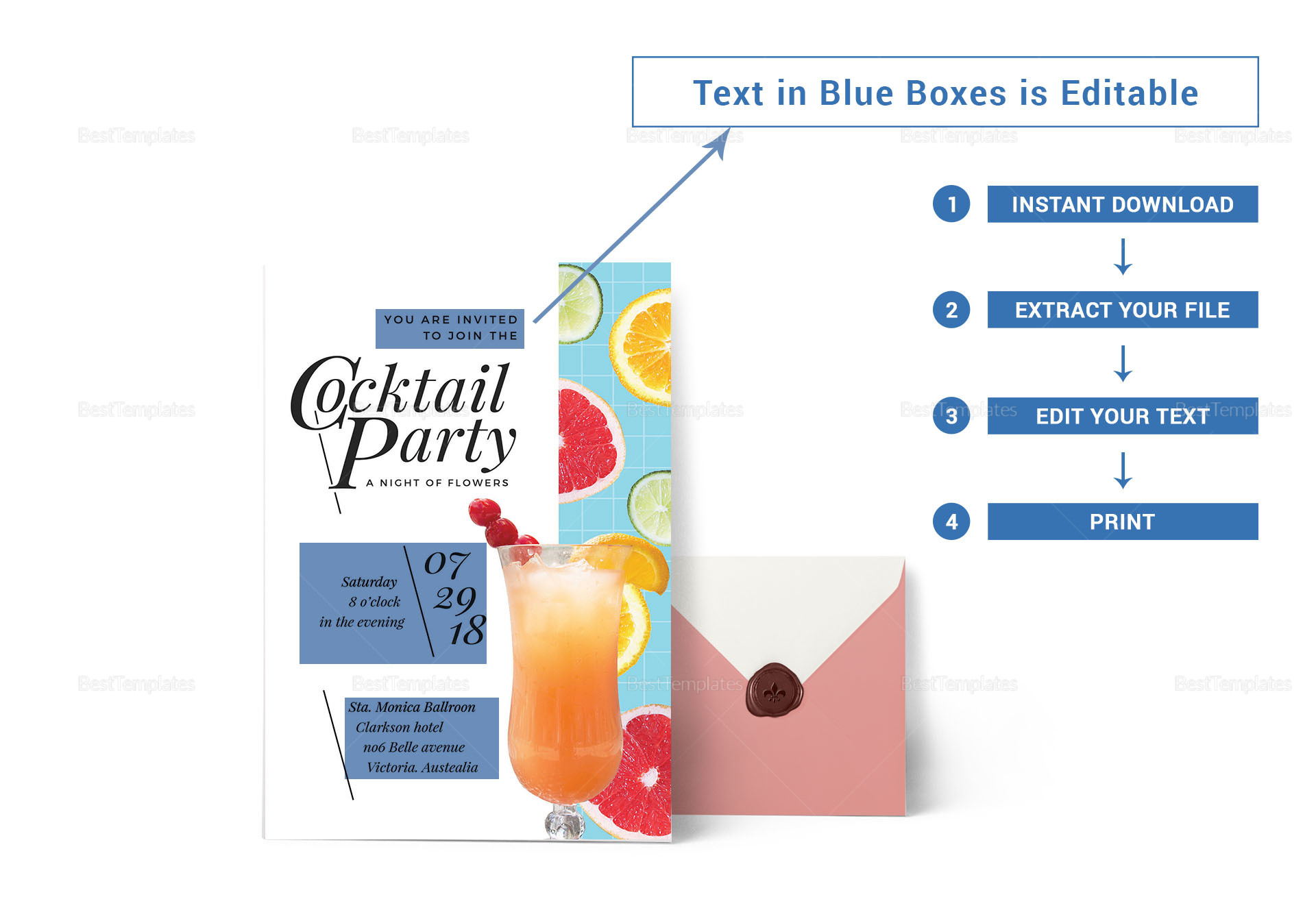 Cocktail Party Invitation Card Design Template in PSD, Word, Publisher ...