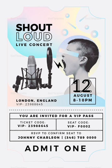 Live Concert Invitation Design Template in PSD, Word, Publisher ...