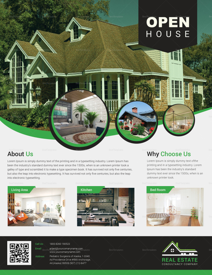 Real Estate Open House Flyer Design Template in Word, PSD, Publisher