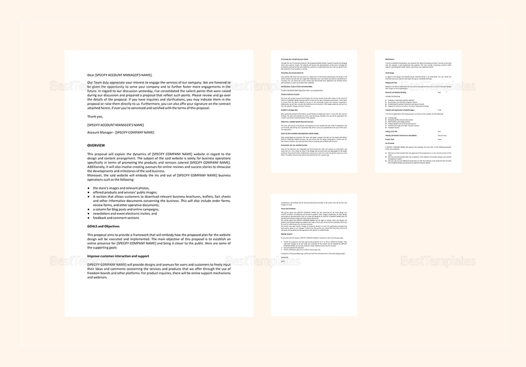 Website Design Proposal Template in Word, Google Docs, Apple Pages