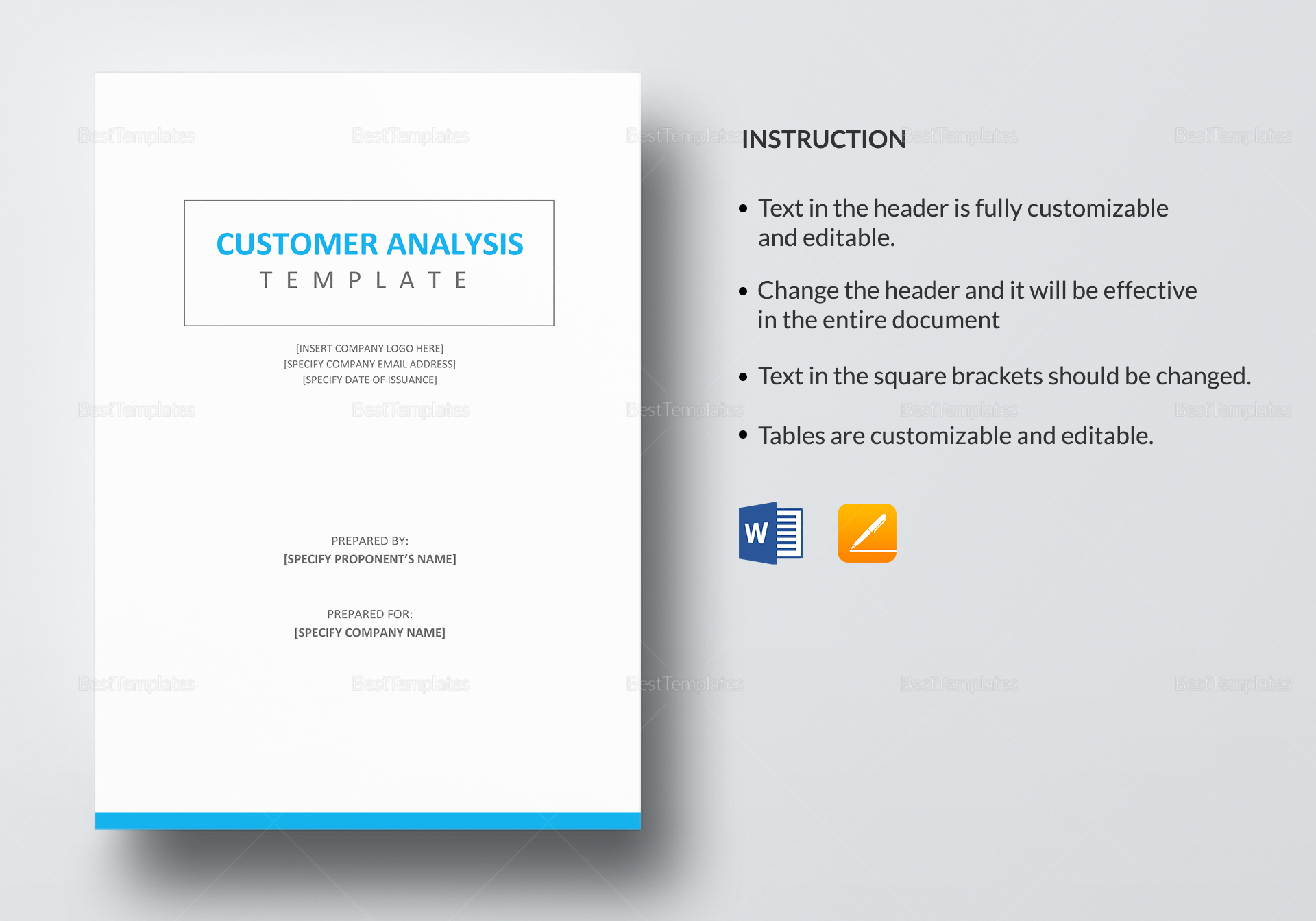 Customer Analysis Template in Word, Google Docs, Apple Pages