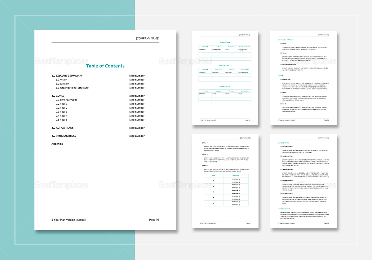 Five Year Plan Template In Word Google Docs Apple Pages