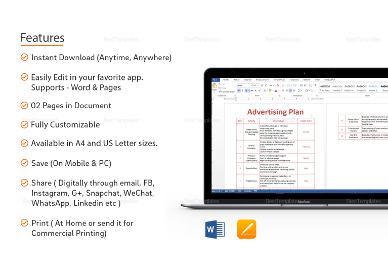 Advertising Plan Template in Word, Google Docs, Apple Pages