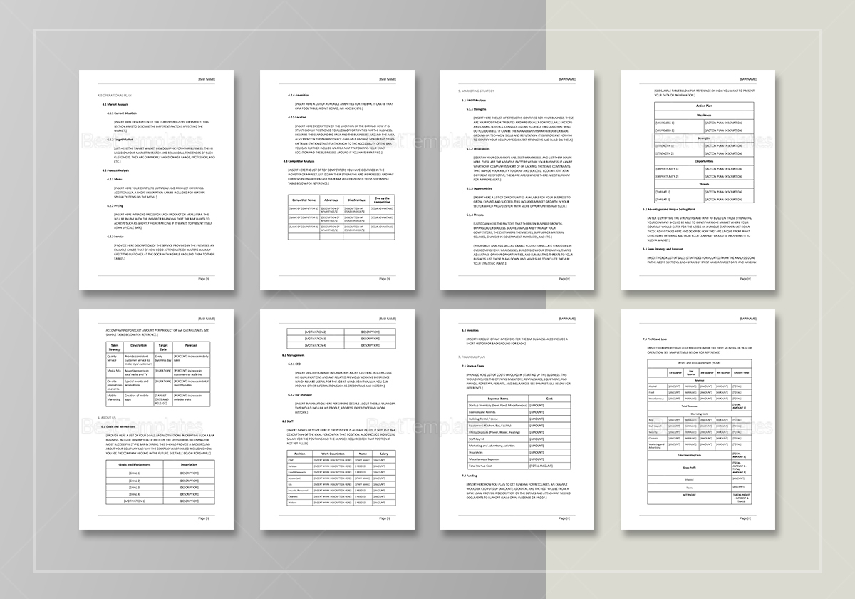 Bar Business Plan Template In Word Google Docs Apple Pages