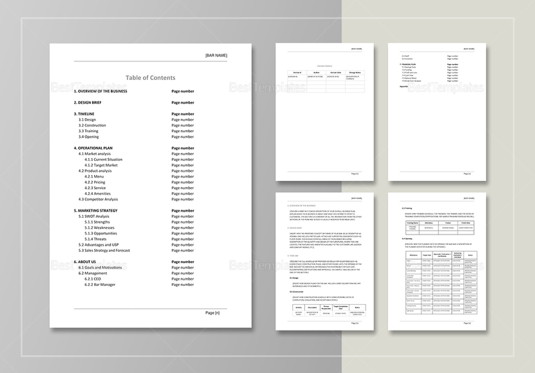 Bar Business Plan Template in Word, Google Docs, Apple Pages