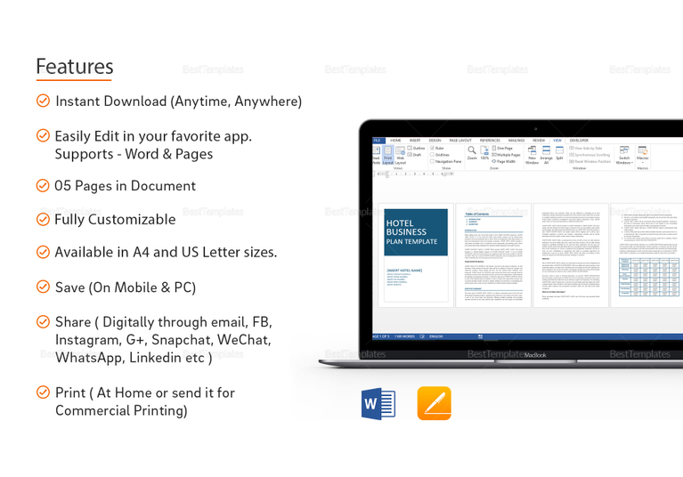 Hotel Business Plan Template in Word, Google Docs, Apple Pages