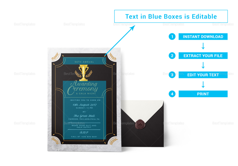 Annual Award Ceremony Invitation Design Template in PSD, Word ...